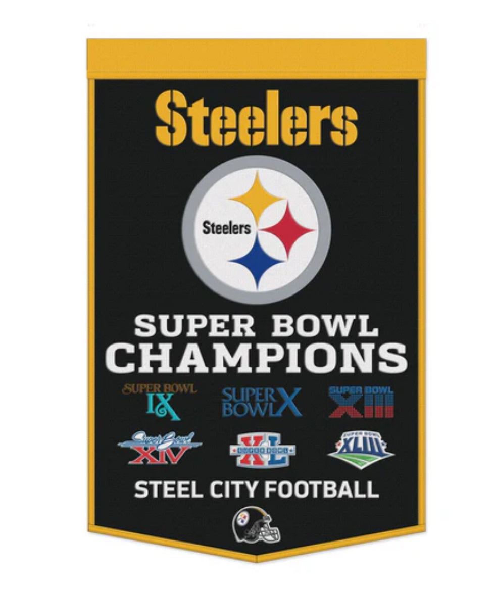 Pittsburgh Steelers 24”x38” Wool Dynasty Champ Banner – All American ...